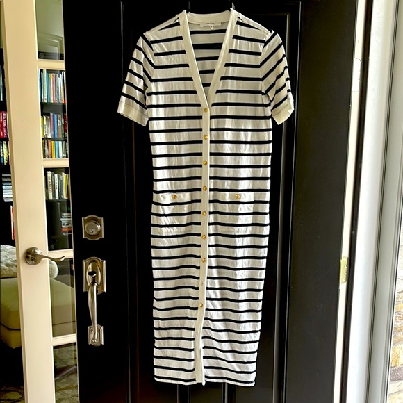 Frame Denim | Dresses | Frame Denim Navy Blue And White Striped Button ...